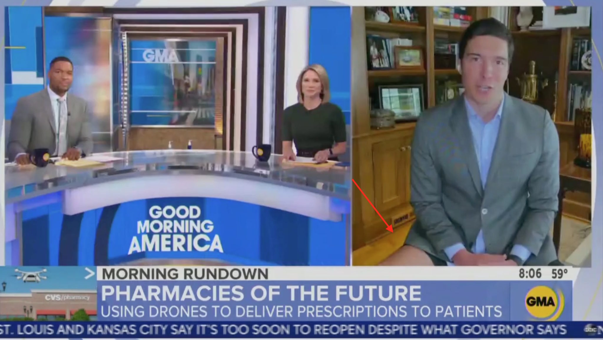 ABC's Will Reeve Caught Without Pants Live on GMA (VIDEO)