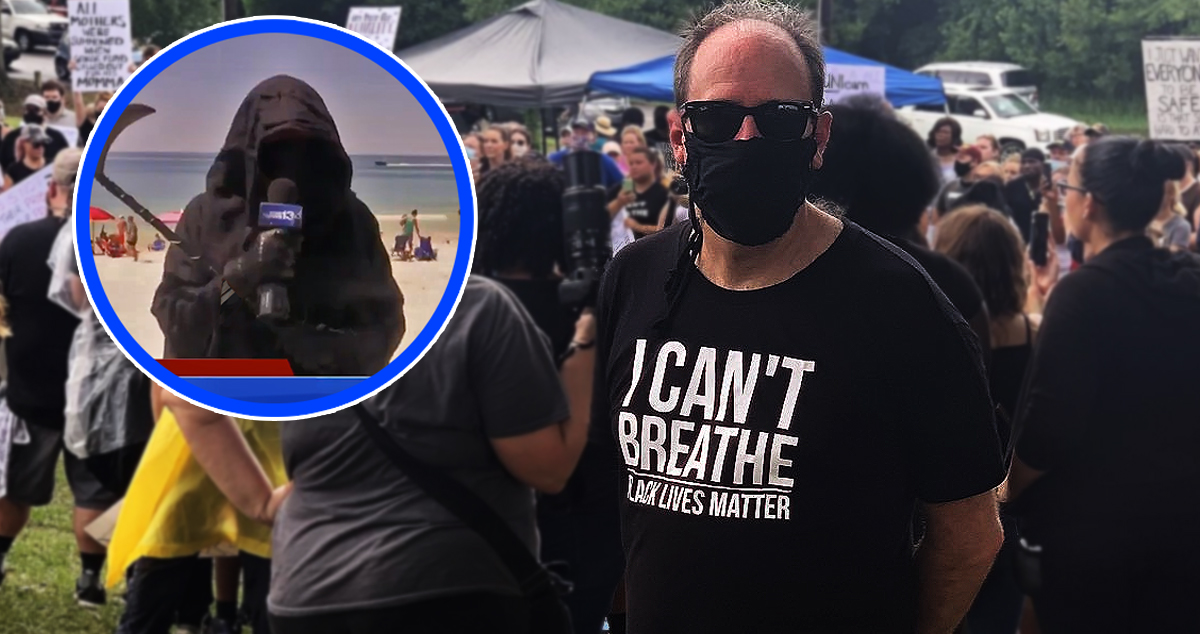 'Stay at Home' Grim Reaper Daniel Uhlfelder Has Attended Protests