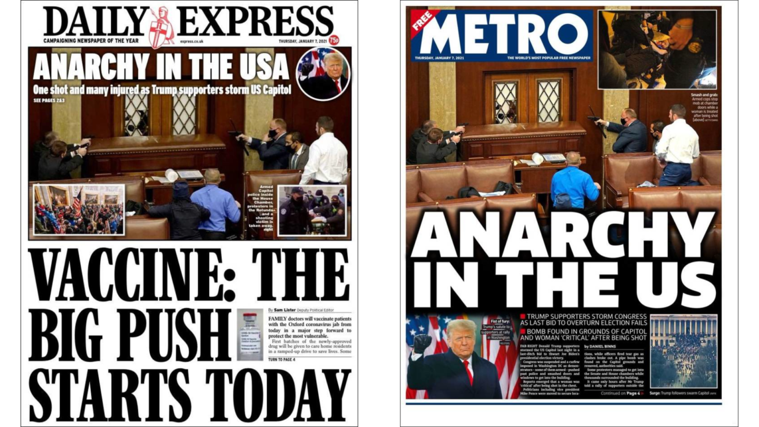 Front Pages Around World Blast Trump-Incited Capitol Attack