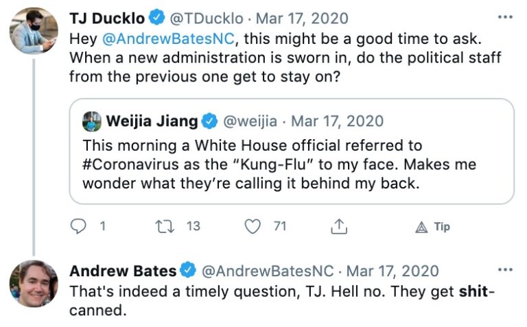 White House Hires Andrew Bates After TJ Ducklo's Departure