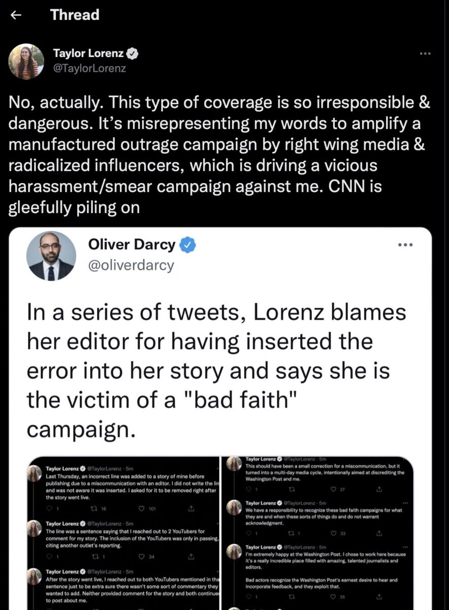 CNN's Oliver Darcy, Brian Stelter Call Out Taylor Lorenz