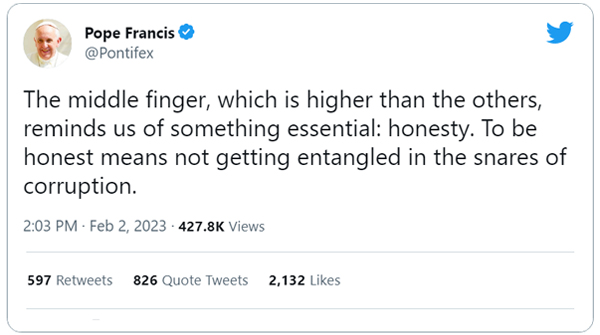Pope Endorses 'Middle Finger' in Since-Deleted Tweet