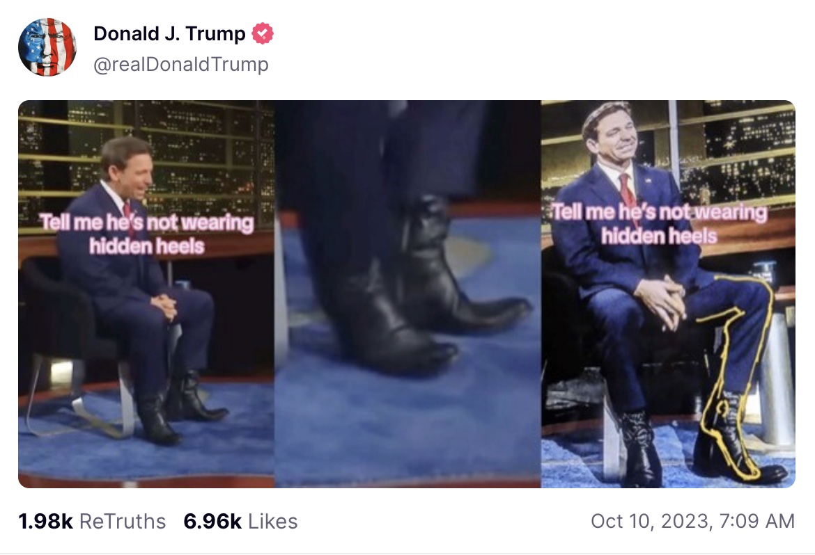 Trump Shares TikTok Screenshots Insisting Ron DeSantis Wears Heels