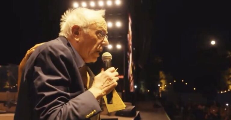 83-Year-Old Bernie Sanders Yells About Trump... at Coachella?