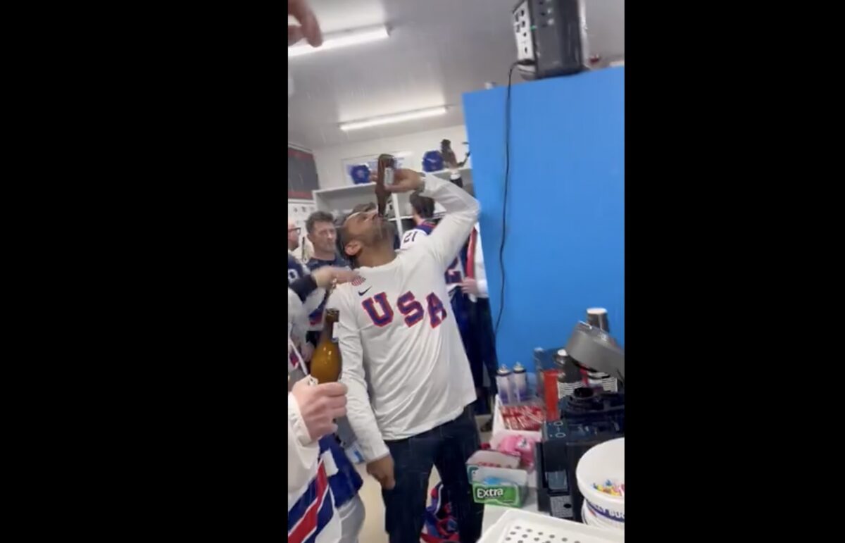 WATCH: Kash Patel Pounds a Beer in Wild Team USA Locker Room
