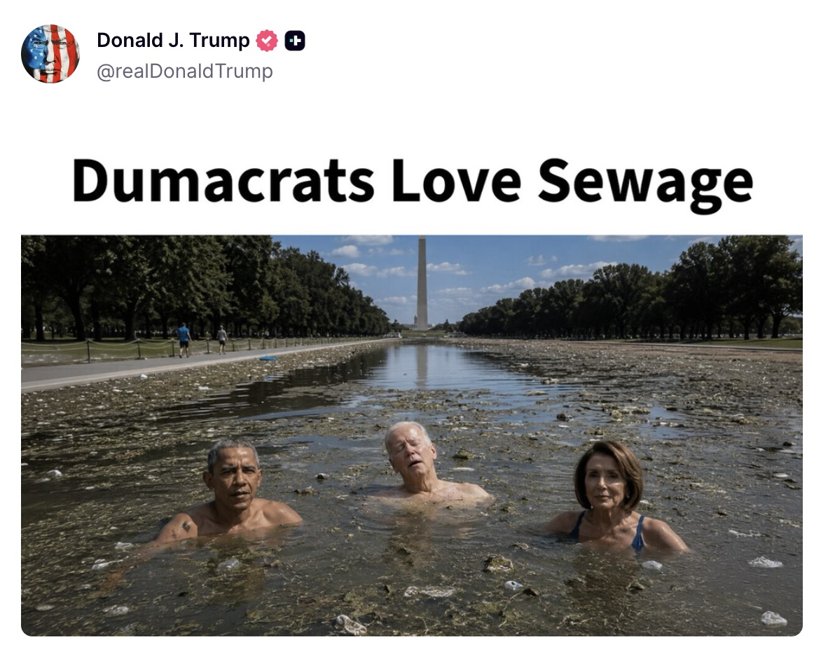 Trump Posts Image of Obama, Biden Bathing in 'Sewage'