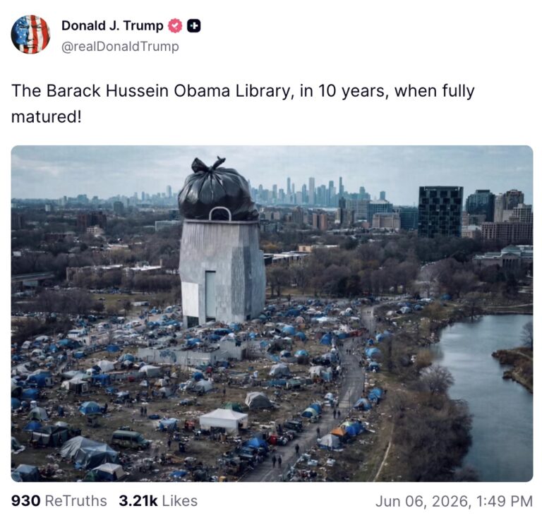 Trump Imagines Obama Library Will Be a Giant Dumpster